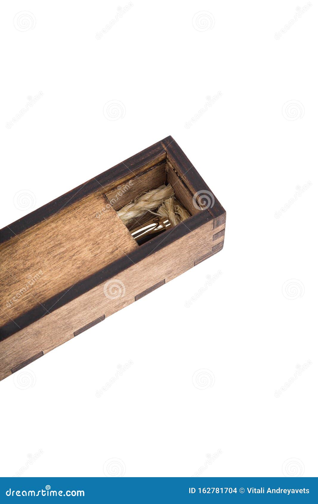 Beautiful Wooden Box with Ballpoint Pen Inside on a White Background ...