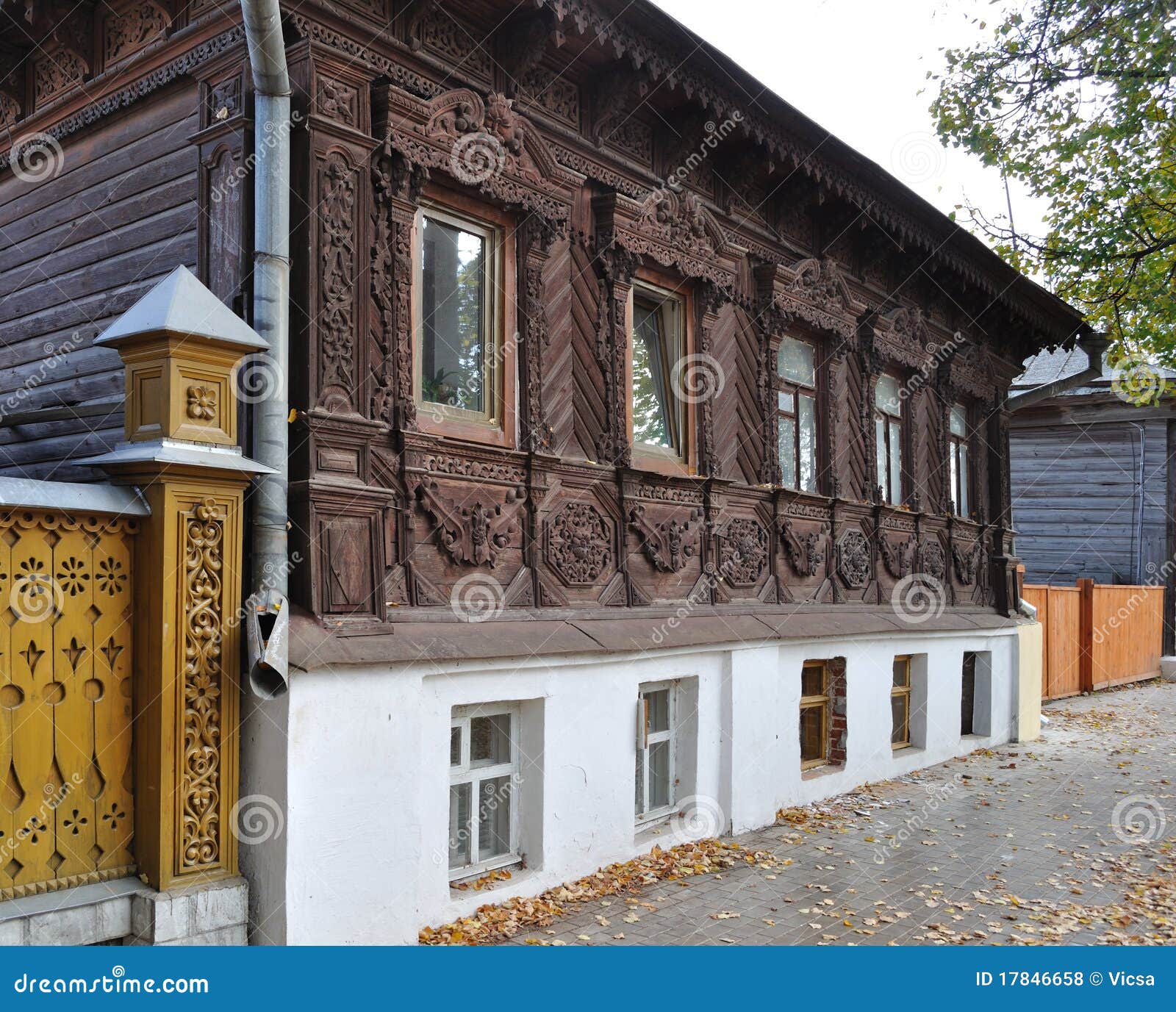 Beautiful Wooden House with Carved Front Stock Photo - Image of ...