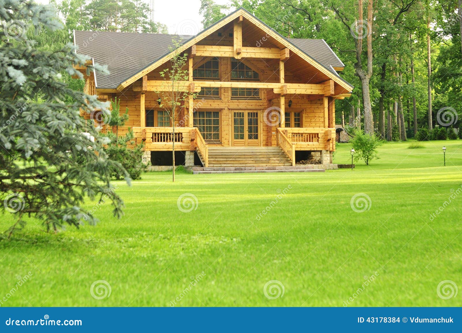 Beautiful Wooden House in the Forest Stock Photo - Image of wood ...