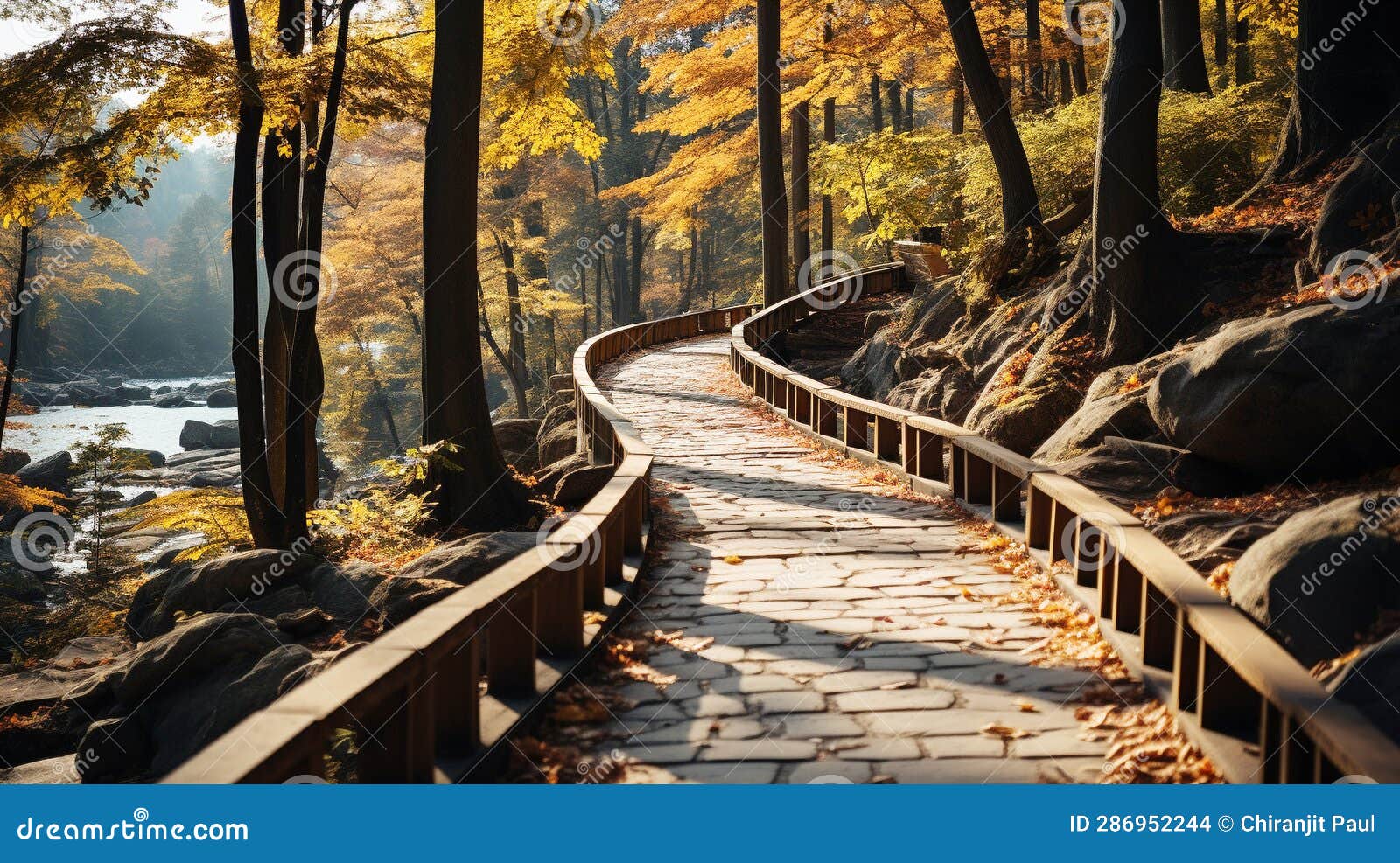 Beautiful Wooden Pathway Going the Breathtaking Stock Illustration ...