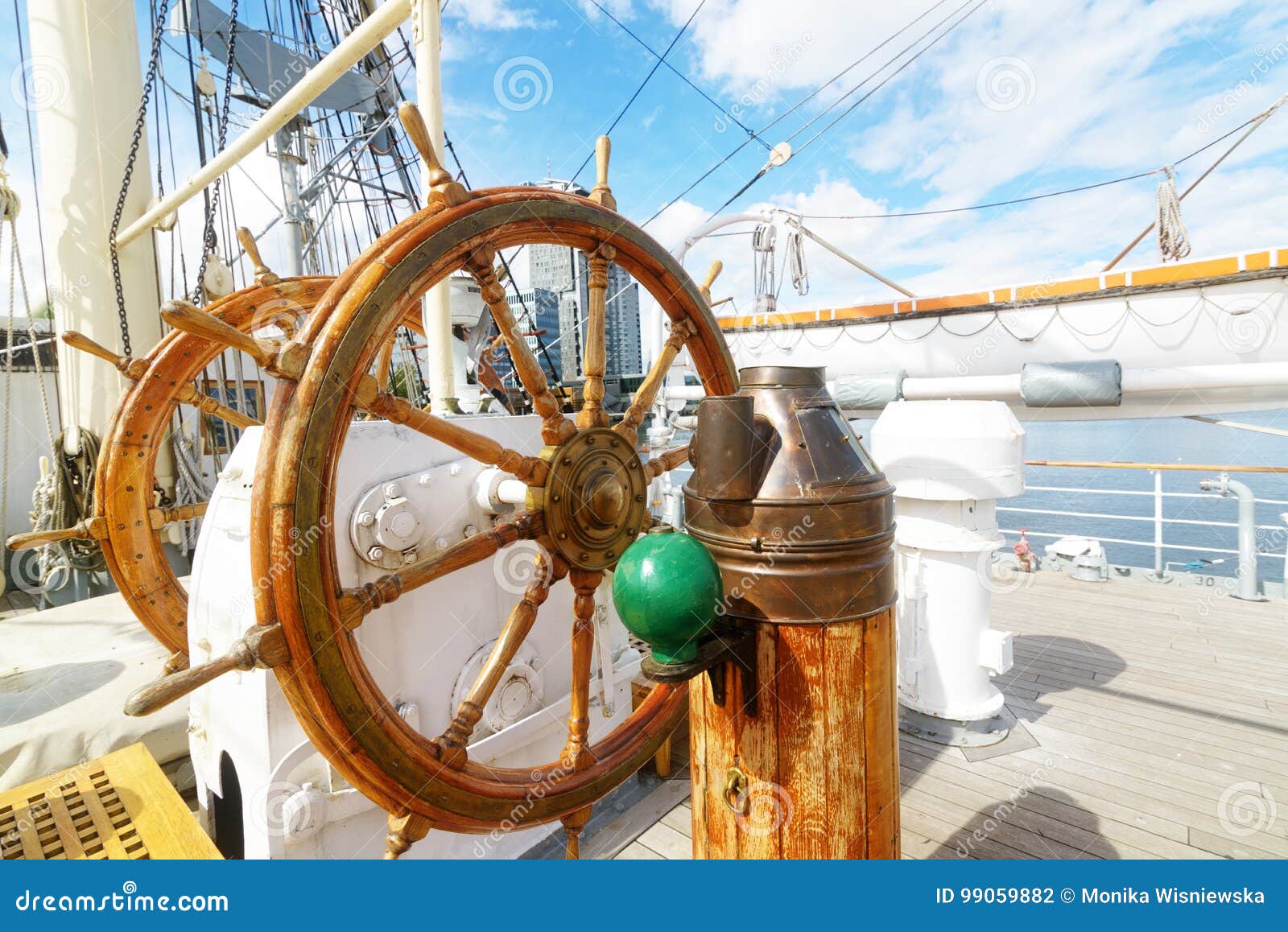Beautiful Wooden Steering Wheel Stock Photo - Image of navigation ...