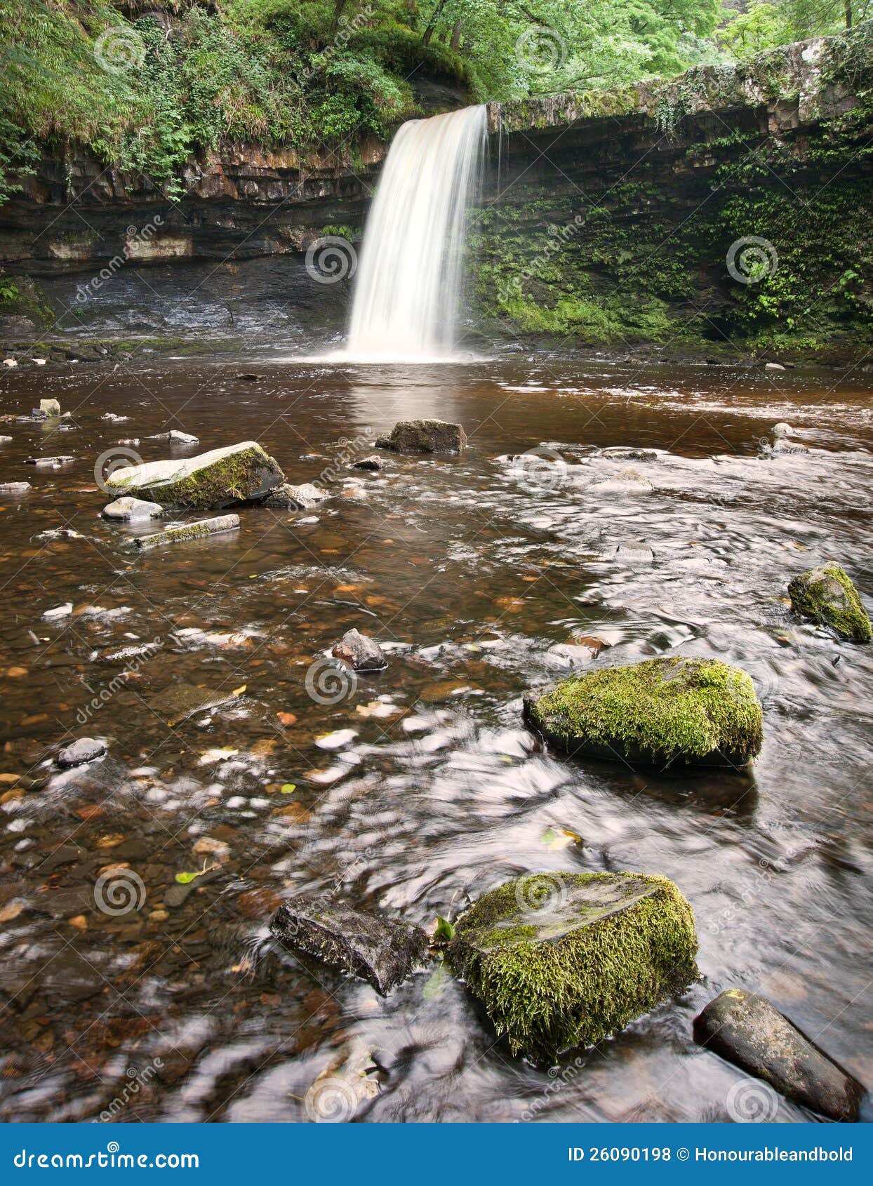 Beautiful Woodland Stream and Waterfall in Summer Stock Photo - Image ...