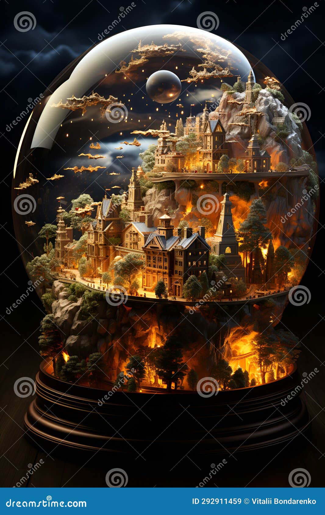 A Beautiful World in the Sphere Stock Illustration - Illustration of ...