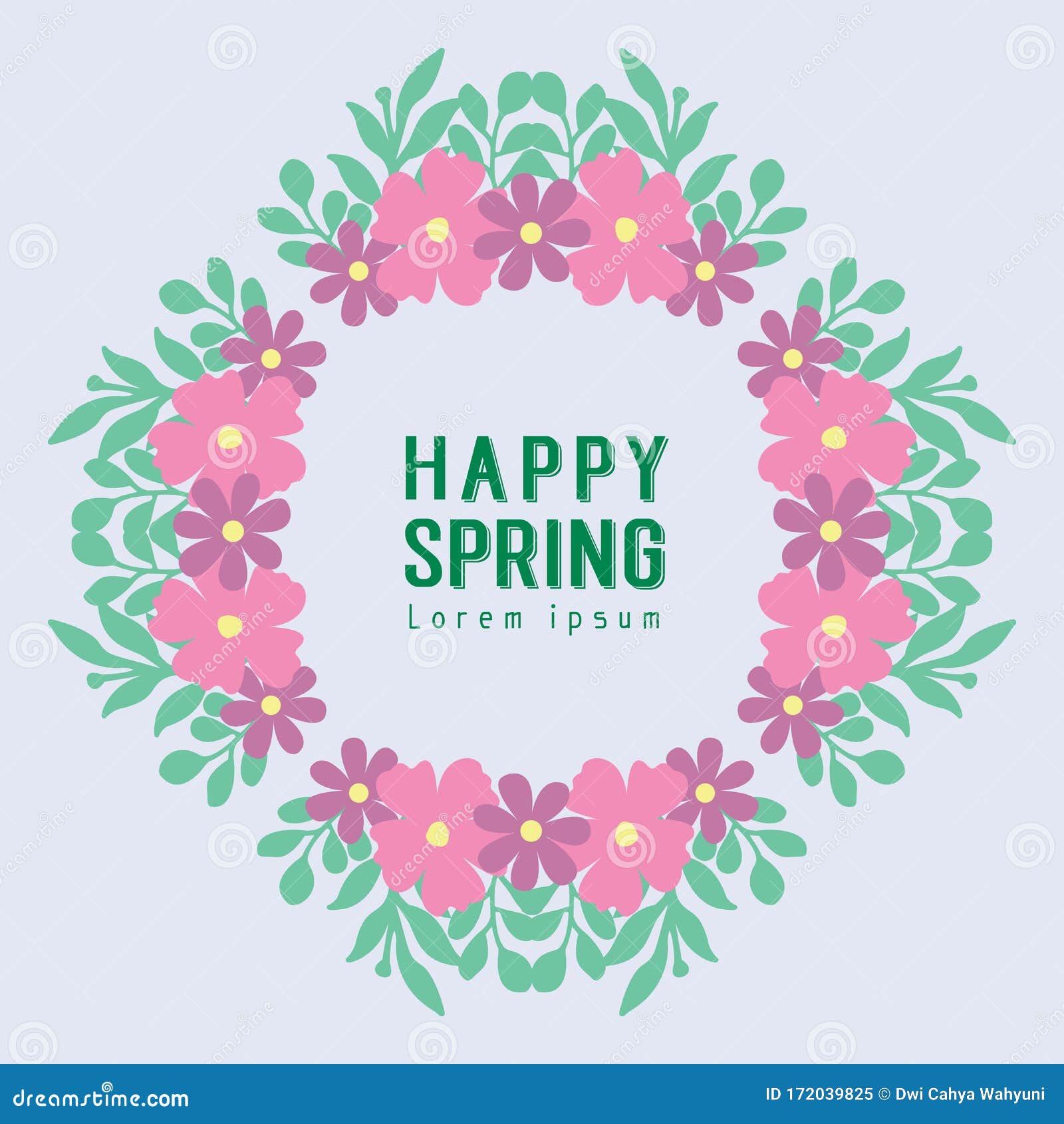 Beautiful Wreath Frame, for Happy Spring Poster Decoration. Vector ...