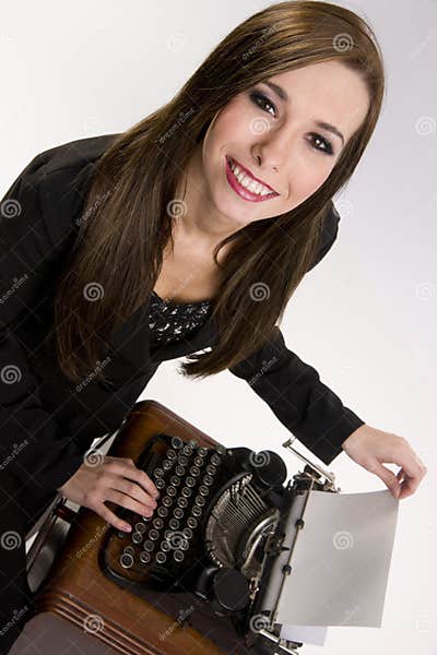 Beautiful Writer Typing Letter Vintage Typewriter Stock Image - Image ...