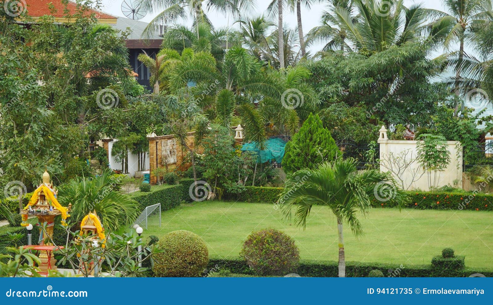 Beautiful Yard of Homestead in Tropical Jungle Stock Image - Image of ...
