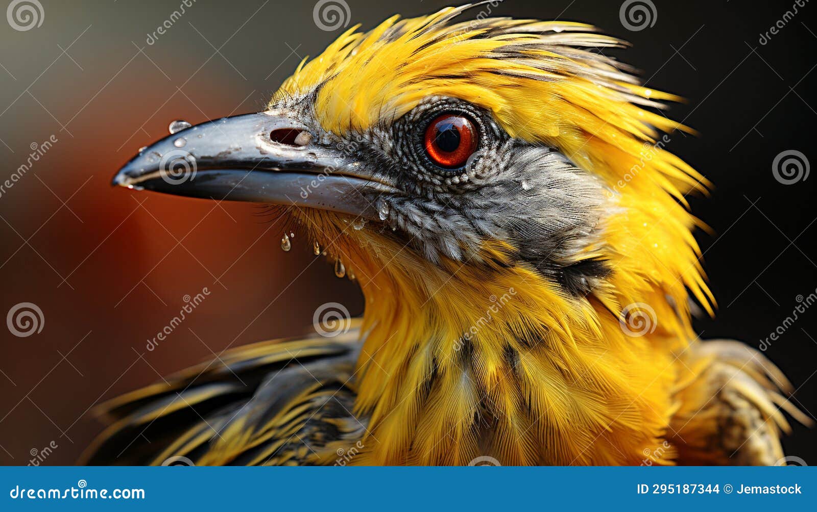 A Beautiful Yellow Bird with a Sharp Beak Perching Generated by AI ...