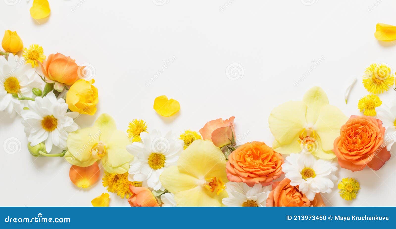 Yellow and Orange Floral Pattern on White Background Stock Photo ...