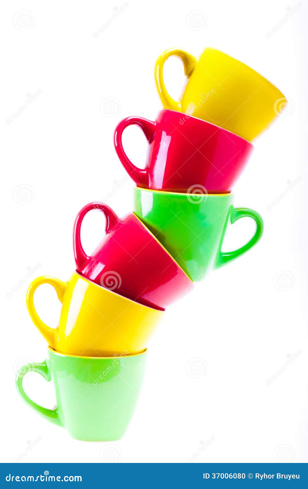 Beautiful Yellow, Red, Green Color Cups Stock Photo - Image of coffee ...