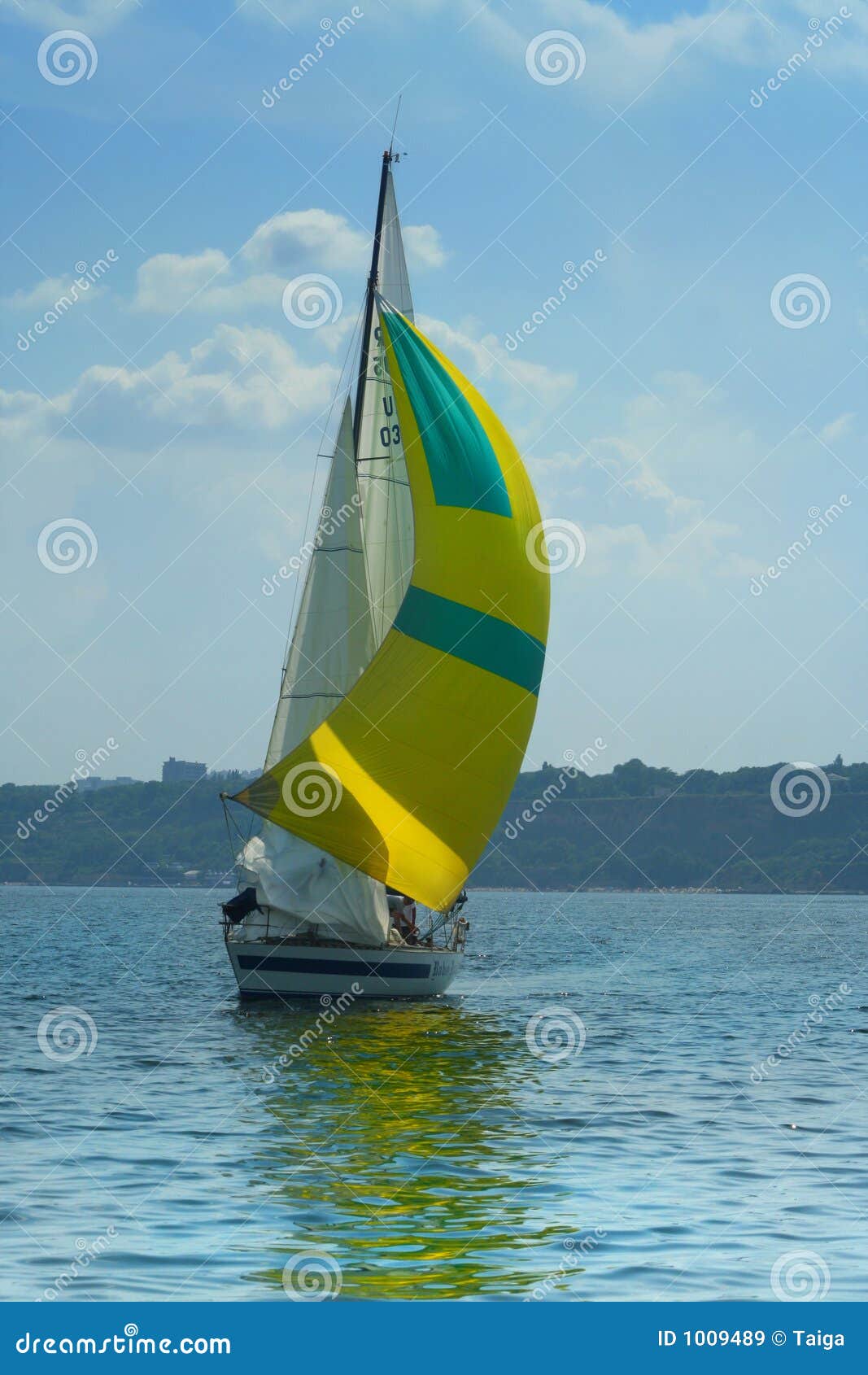 Beautiful Yellow Sail in the Light-blue Sky Stock Image - Image of ...