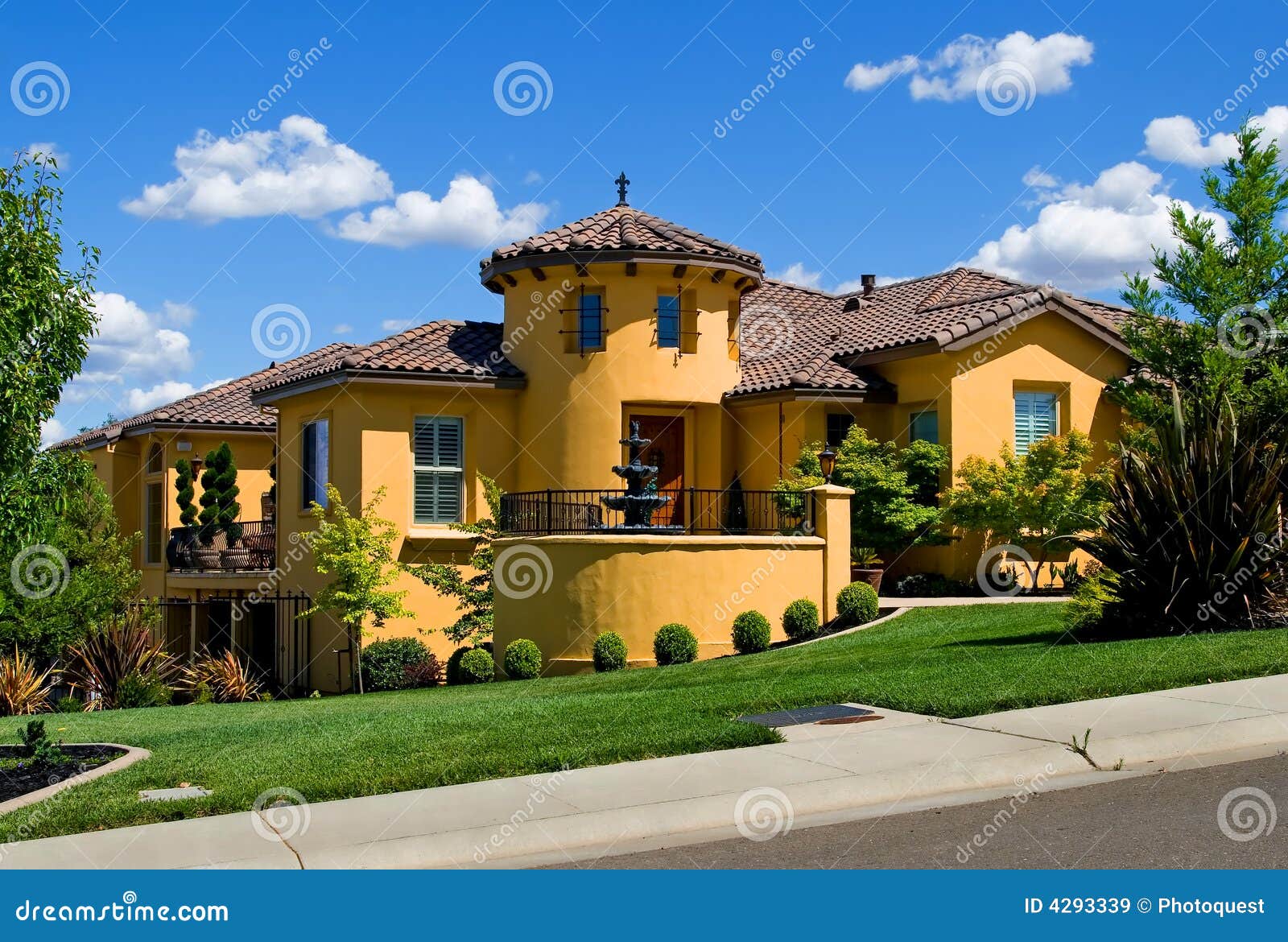 Beautiful yellow villa stock image. Image of clouds, city - 4293339