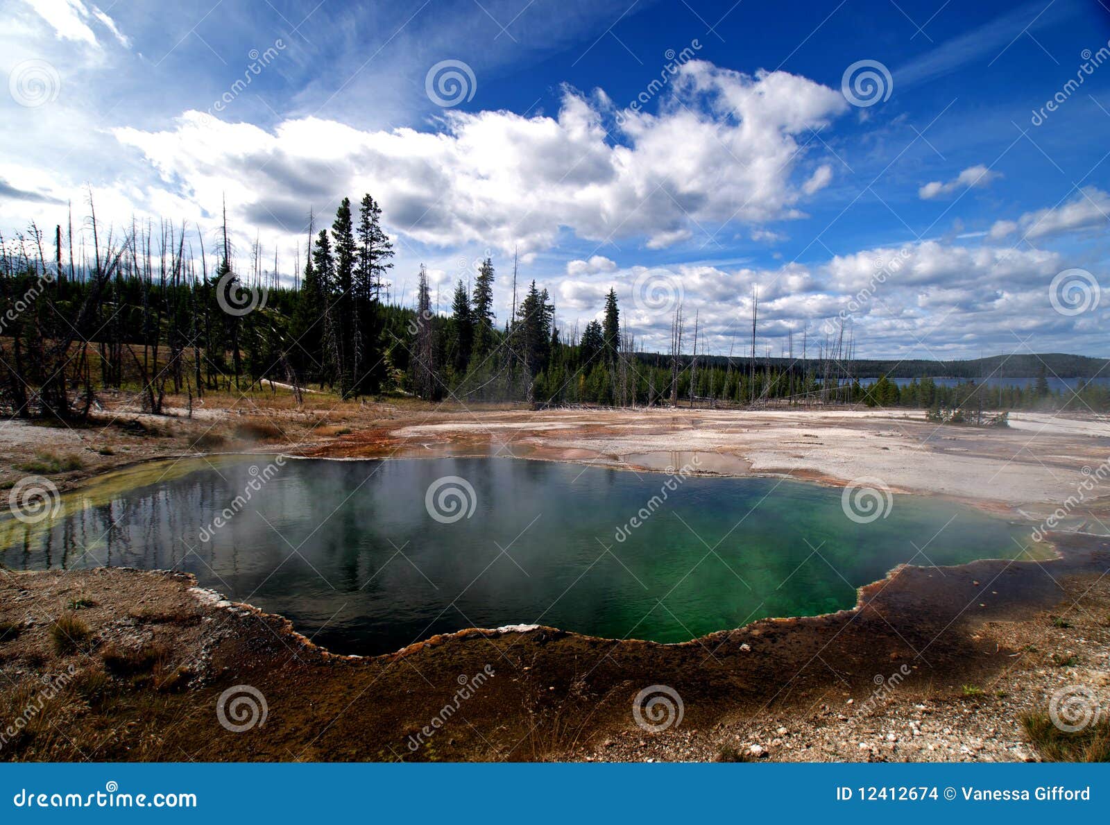 Beautiful Yellowstone Steaming Hot Springs Stock Photo - Image of ...