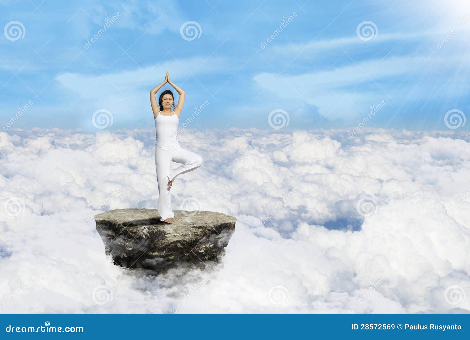 Beautiful Yoga Above Clouds Stock Image - Image of exercise ...