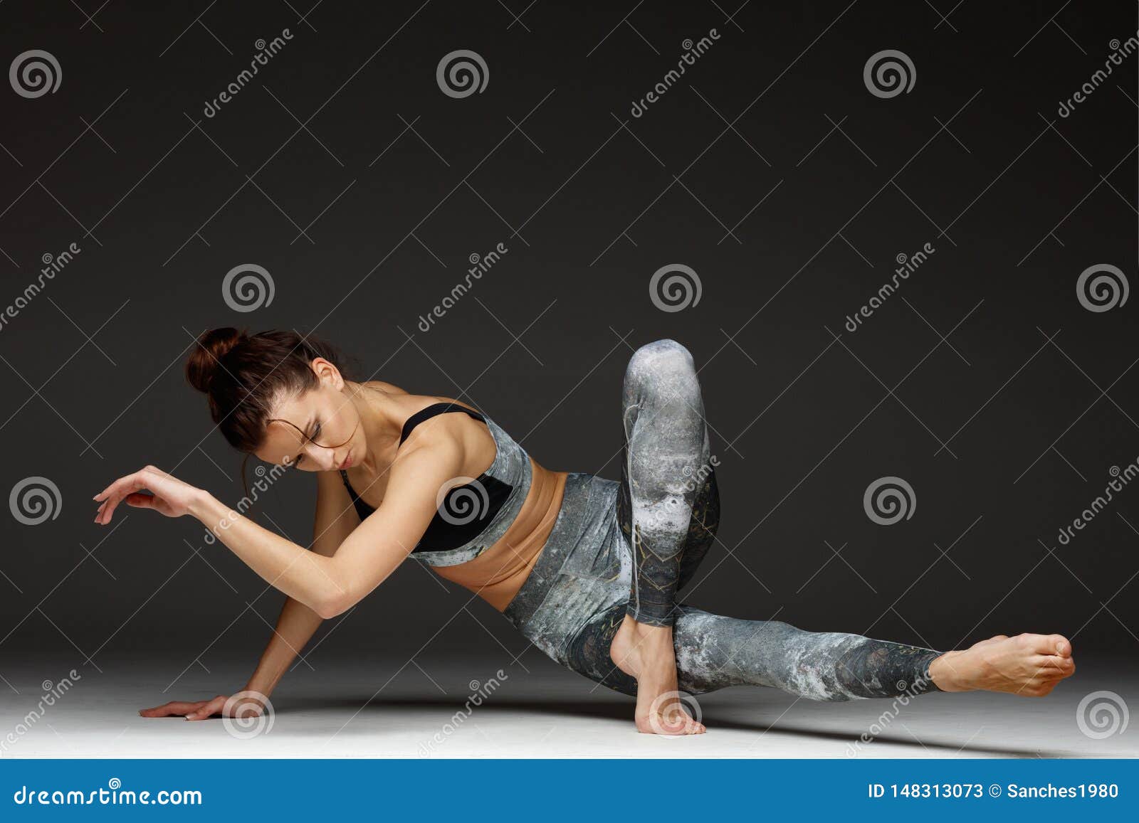 Young Beautiful Yoga Instructor is Posing in Studio. Stock Image ...