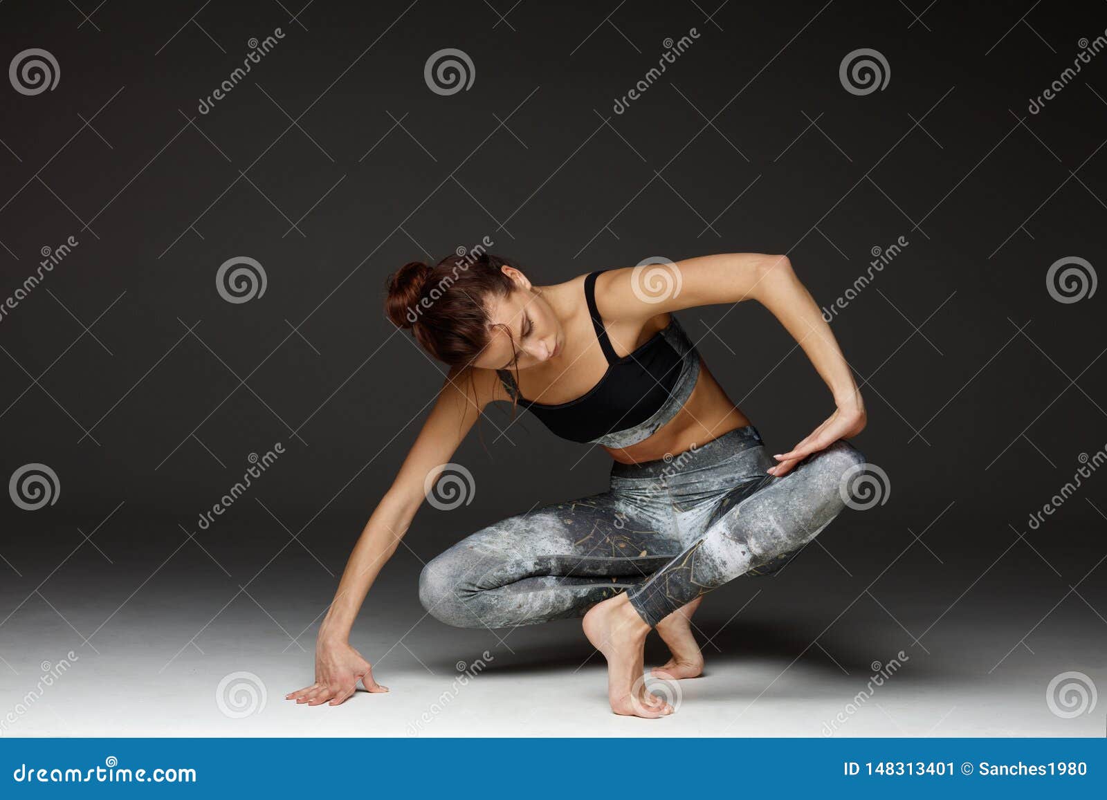 Young Beautiful Yoga Instructor is Posing in Studio. Stock Image ...
