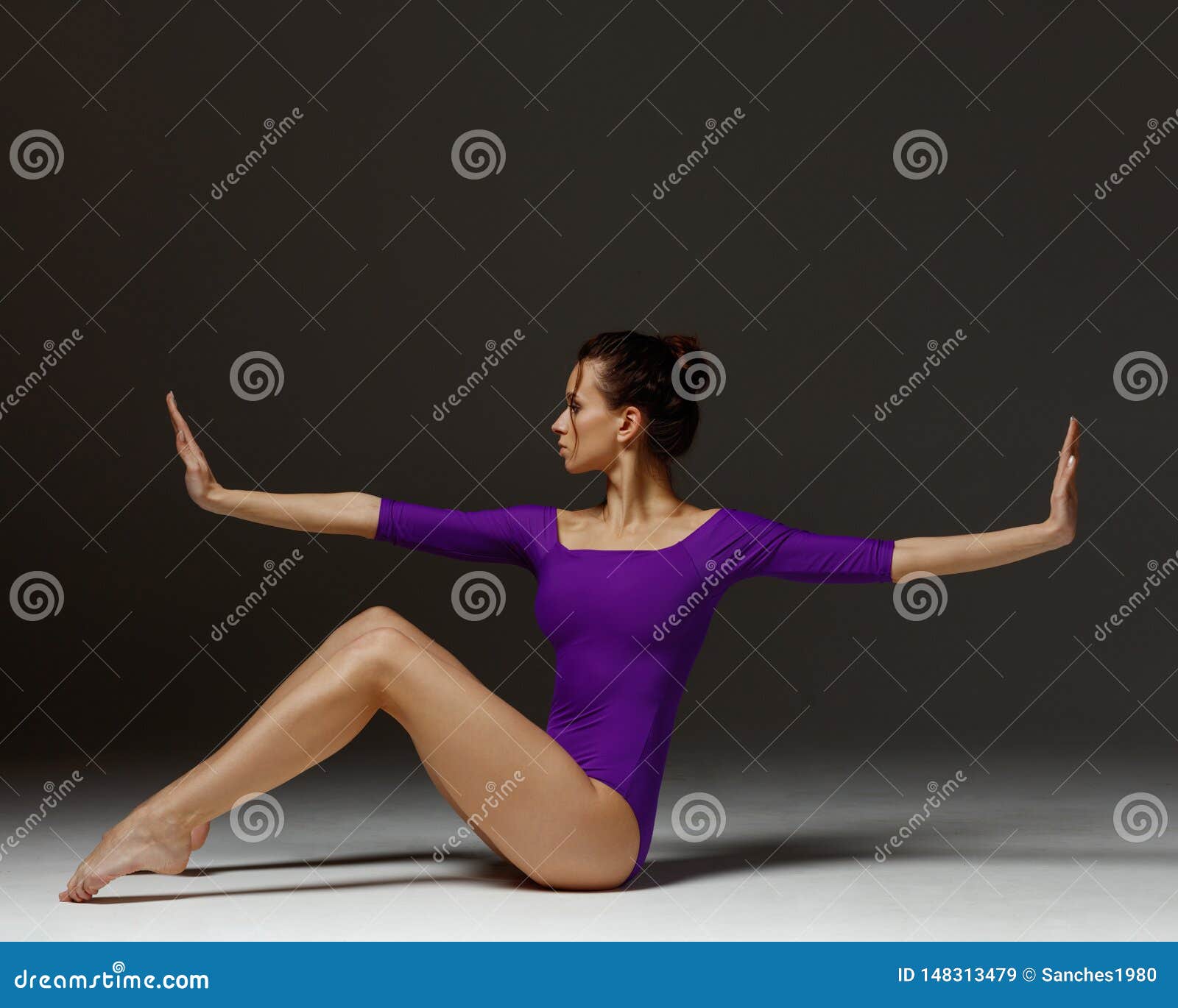 Young Beautiful Yoga Instructor is Posing in Studio. Stock Image ...