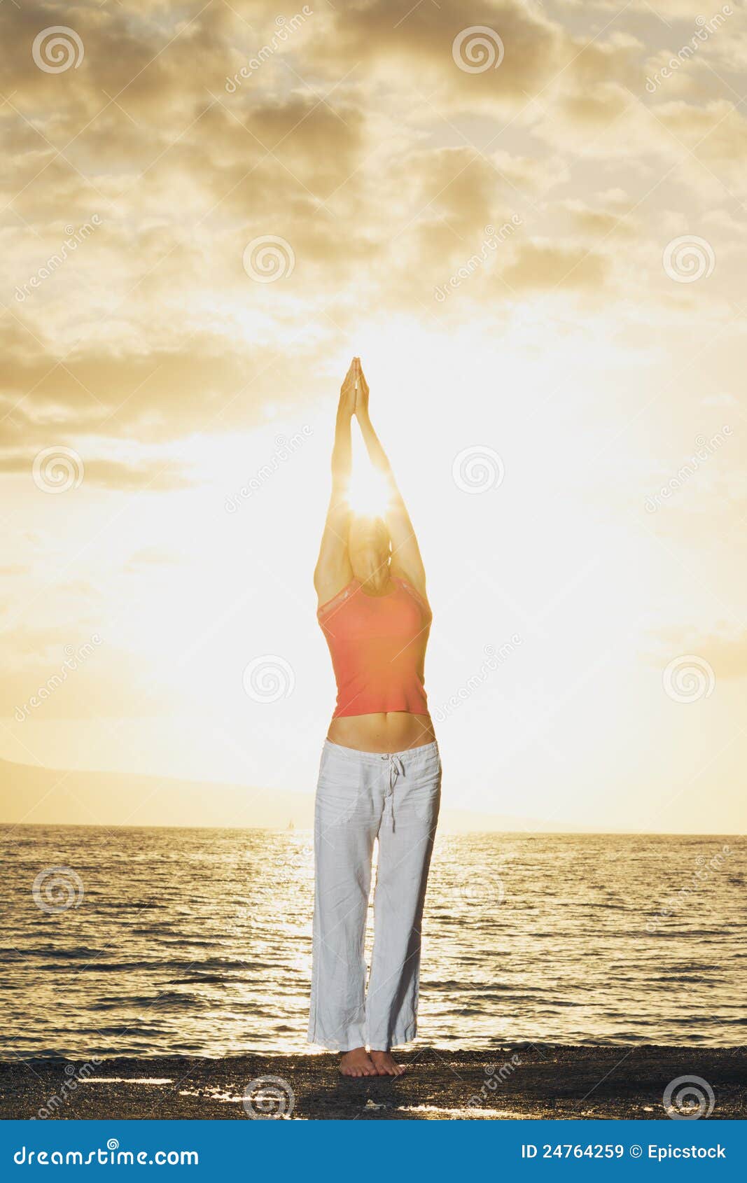 Beautiful Yoga Woman at Sunset Stock Image - Image of caucasian, lotus ...