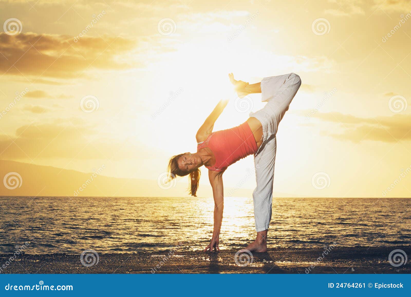 Beautiful Yoga Woman at Sunset Stock Image - Image of blue, relax: 24764261