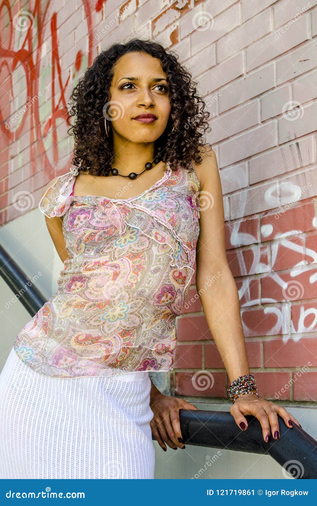 Beautiful Young African Mulatto Woman in a Summer Dress in an ... Beautiful Young African Mulatto Woman in a Summer Dress in an ...