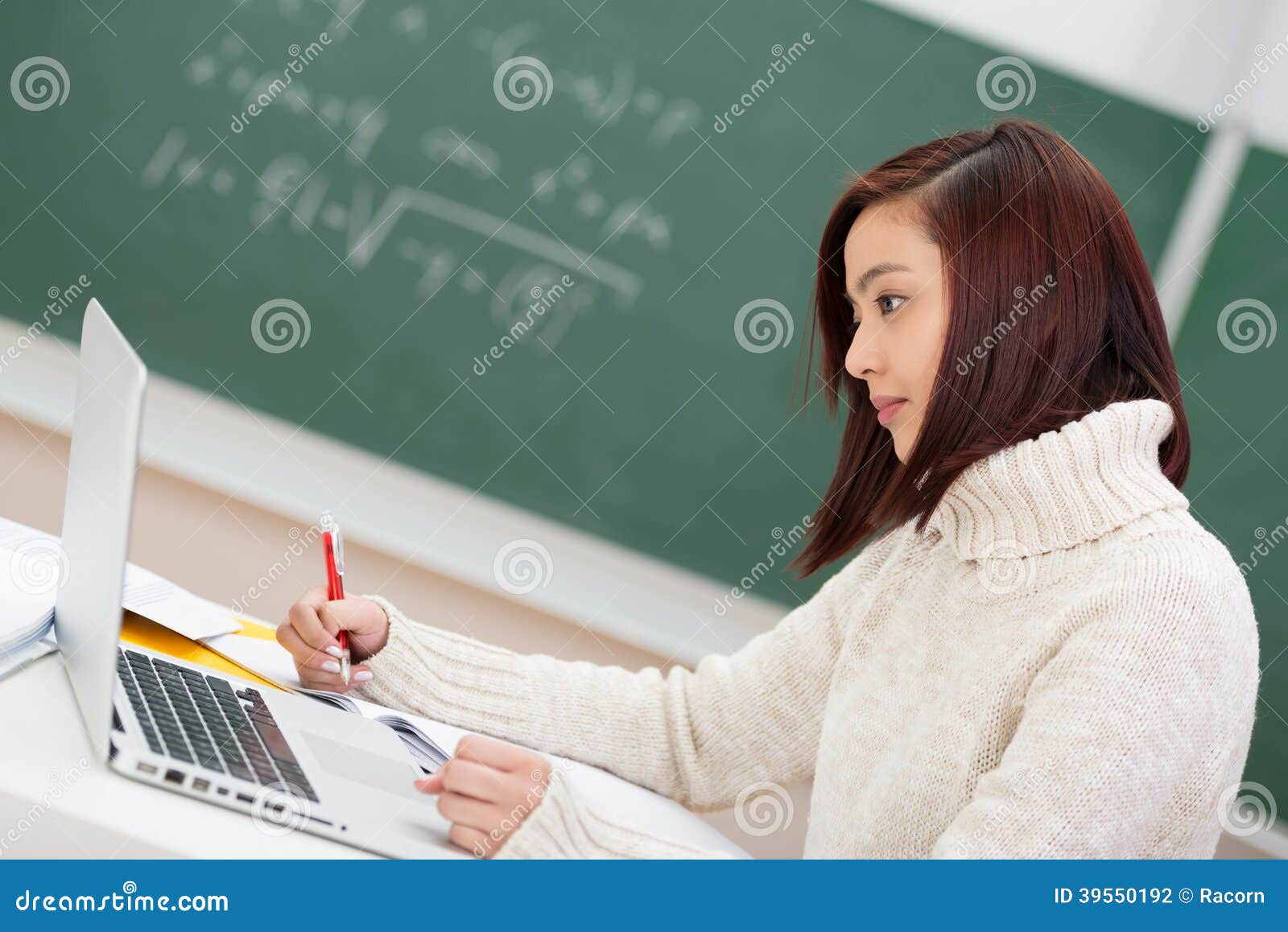 Beautiful Young Asian Student Hard at Work Stock Photo - Image of ...