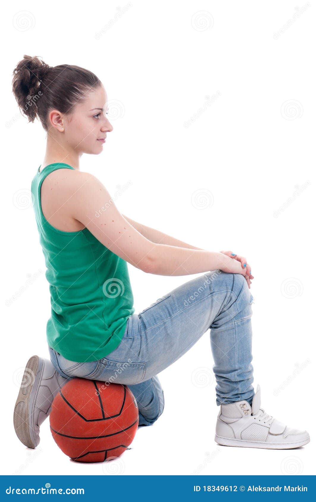 Beautiful Young Basketball Woman in Studio Stock Photo - Image of ...