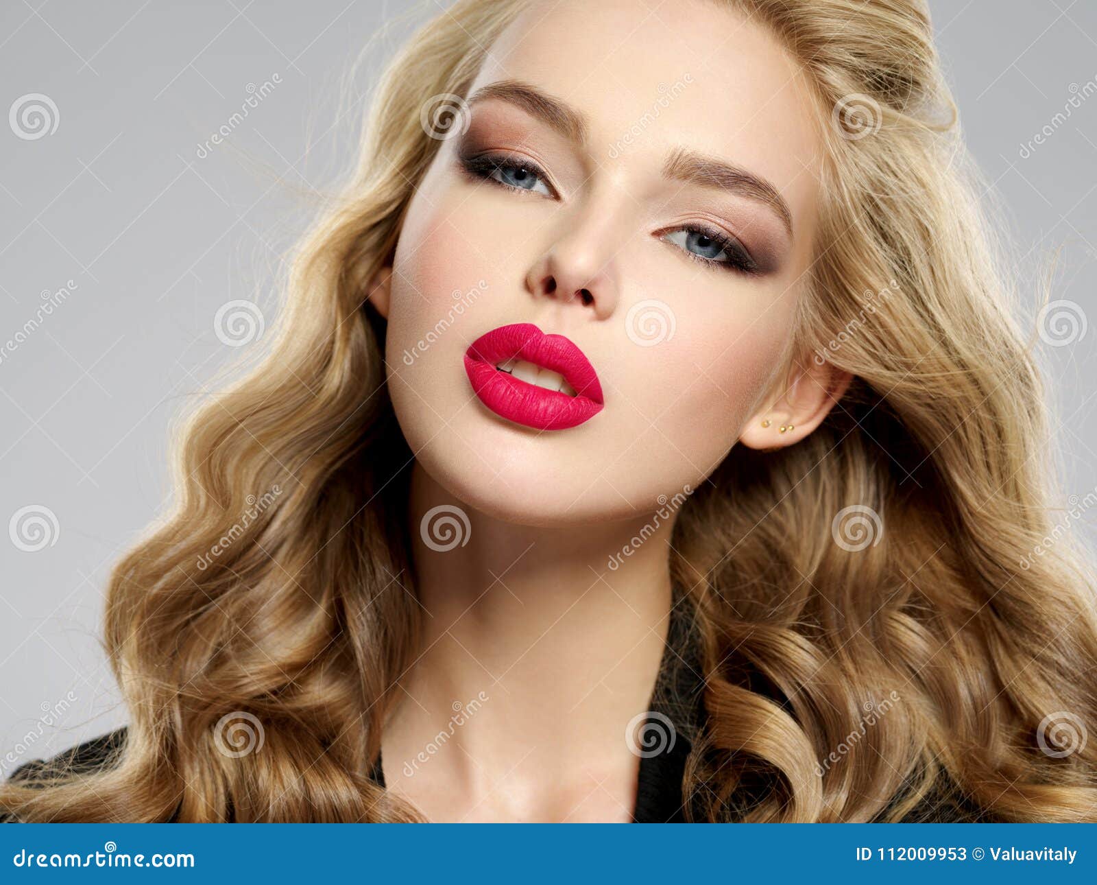 Beautiful Young Blond Girl With Red Lips Stock Image Image Of Long