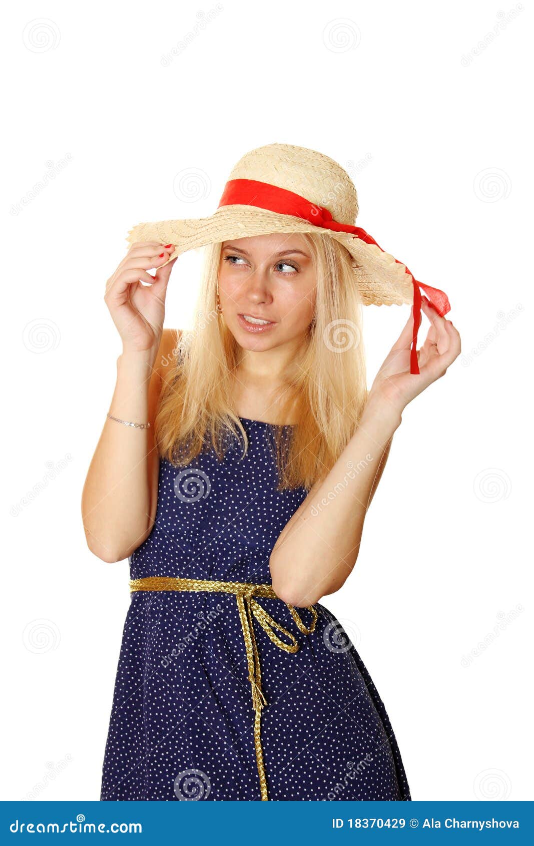 Beautiful Young Blond Woman In A Straw Hat Stock Image Image Of