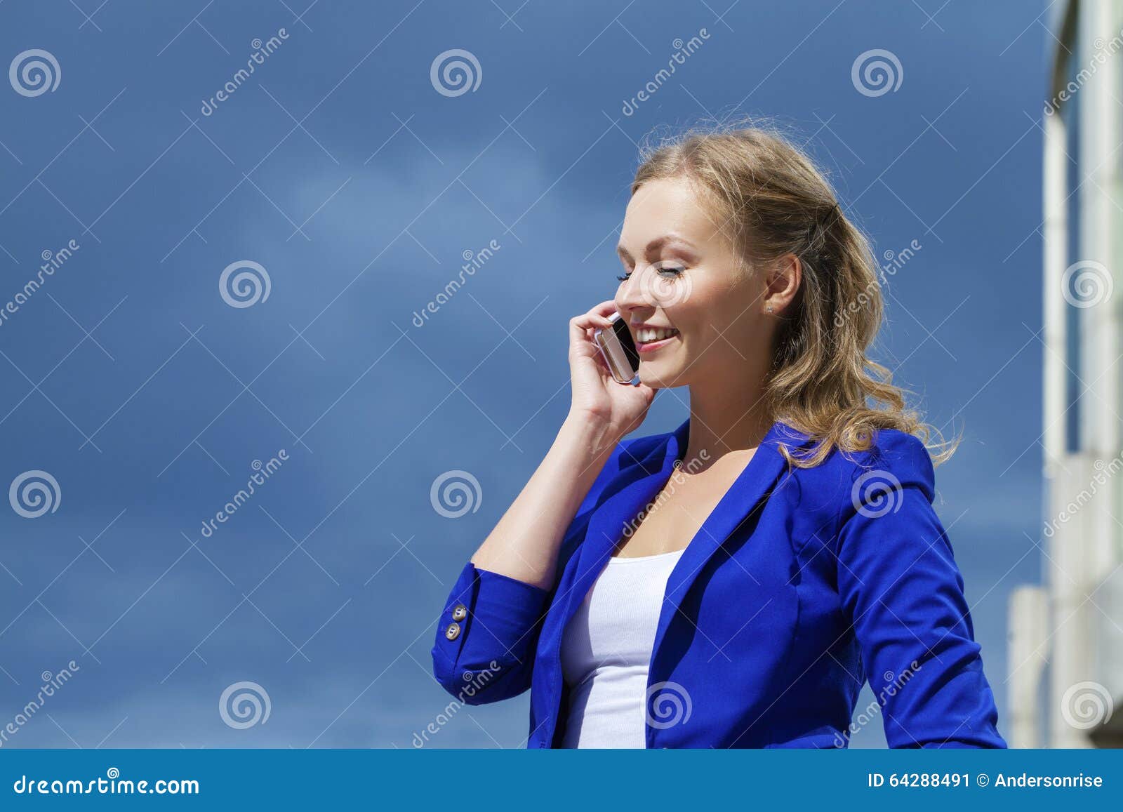 Beautiful Young Blonde Calling by Phone Stock Image - Image of ...