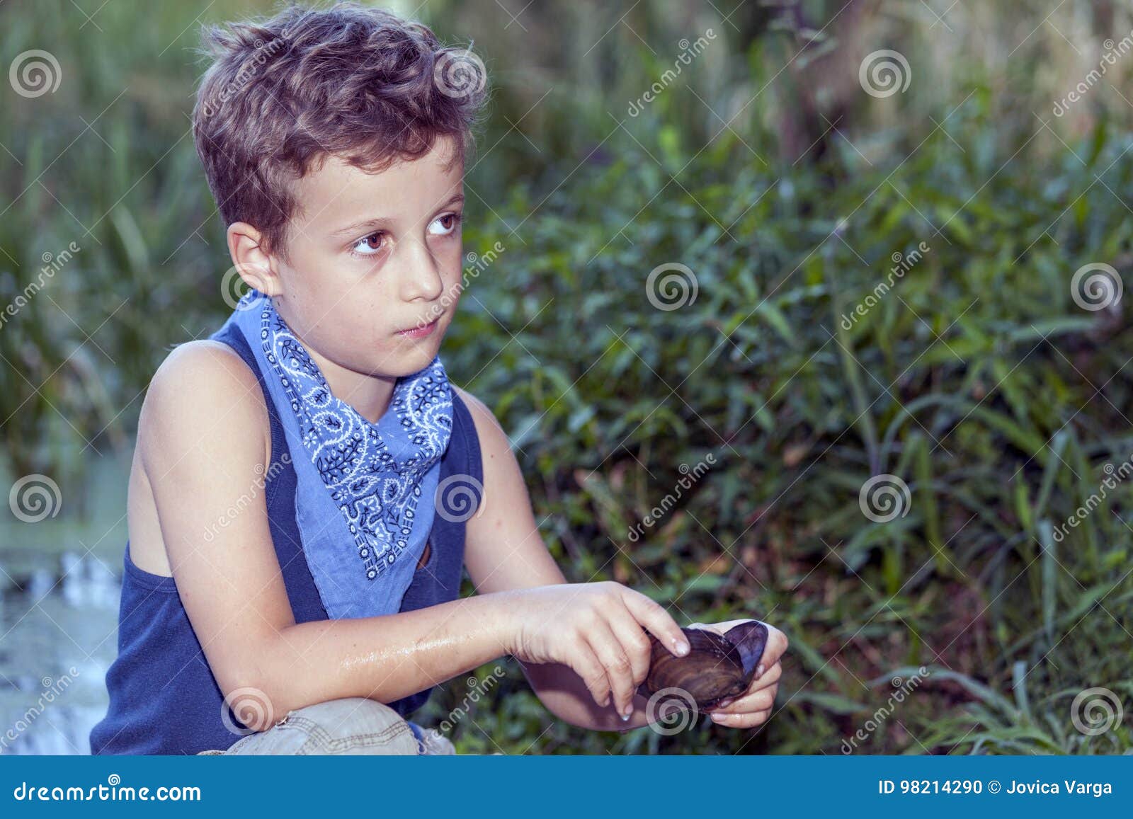Beautiful Young Boy in Nature Stock Photo - Image of active, outdoor ...