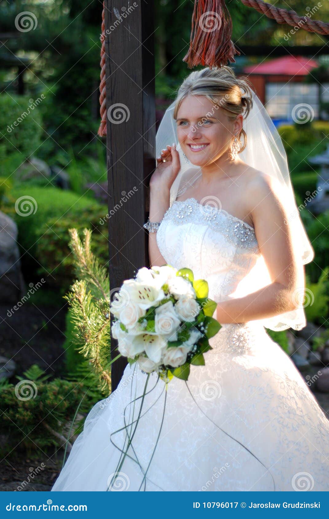 Beautiful young bride stock image. Image of cheerful - 10796017