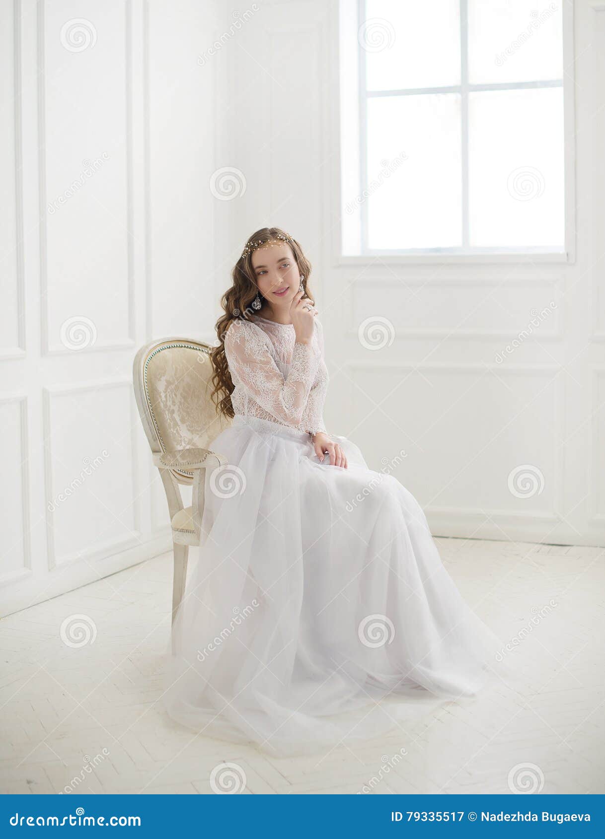 Beautiful Young Bride Sitting on a Chair Stock Image - Image of elegant ...