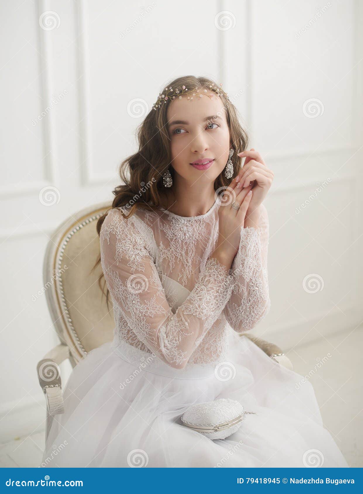 Beautiful Young Bride Sitting on a Chair Stock Image - Image of elegant ...