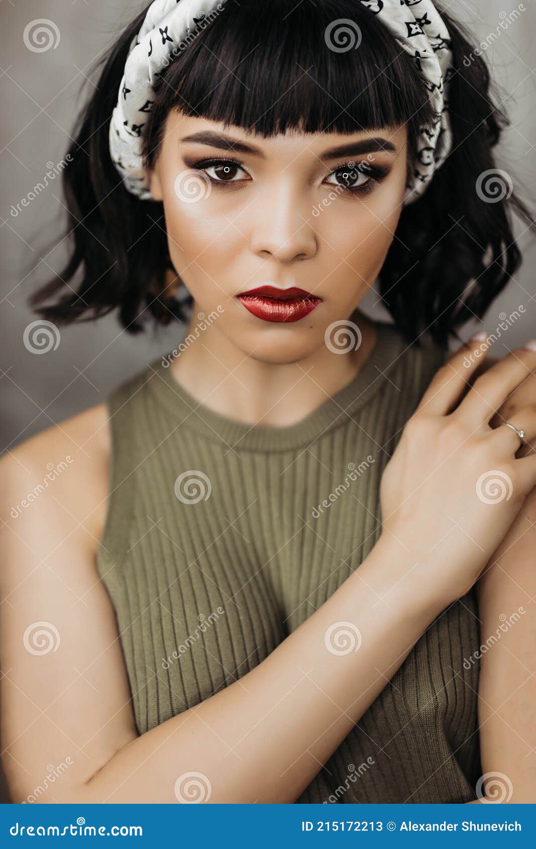 Beautiful Young Brunette Girl With Fair Skin With Beautiful Makeup And