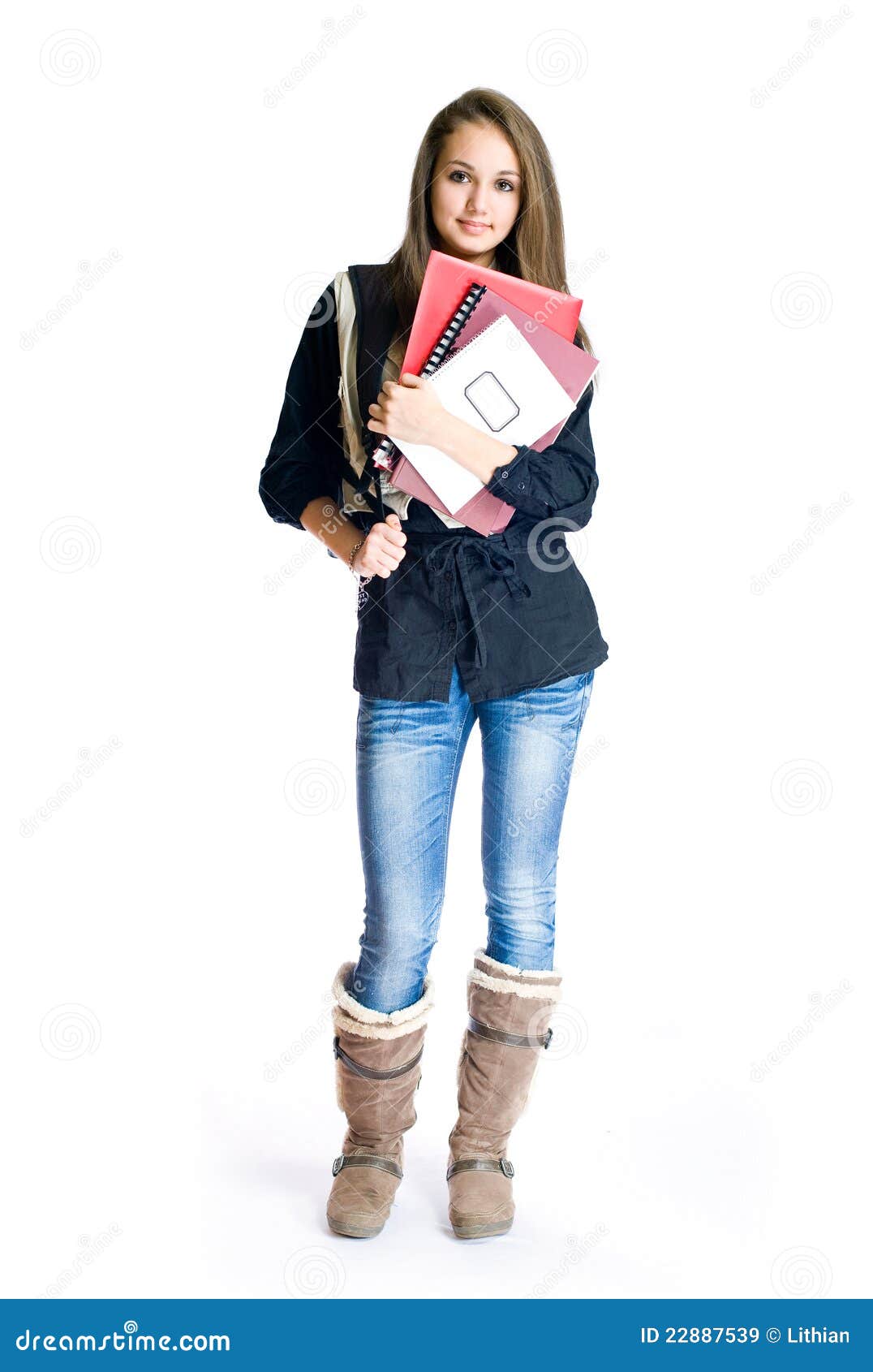 Beautiful Young Brunette Student. Stock Image - Image of college ...