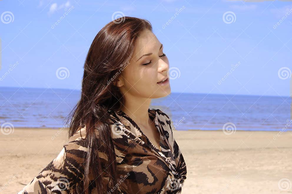 Beautiful Young Brunette Sunbathing Stock Image - Image of resting ...