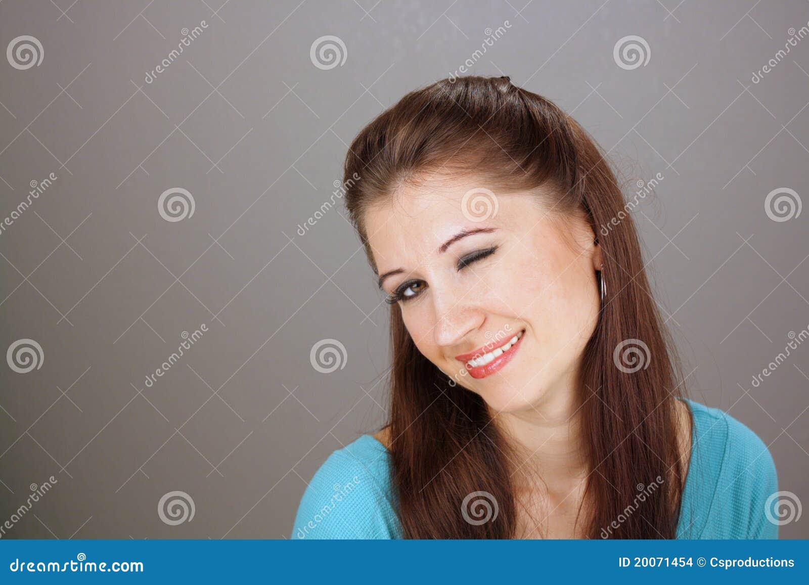 Beautiful Young Brunette Winking (2) Stock Photo - Image of female ...