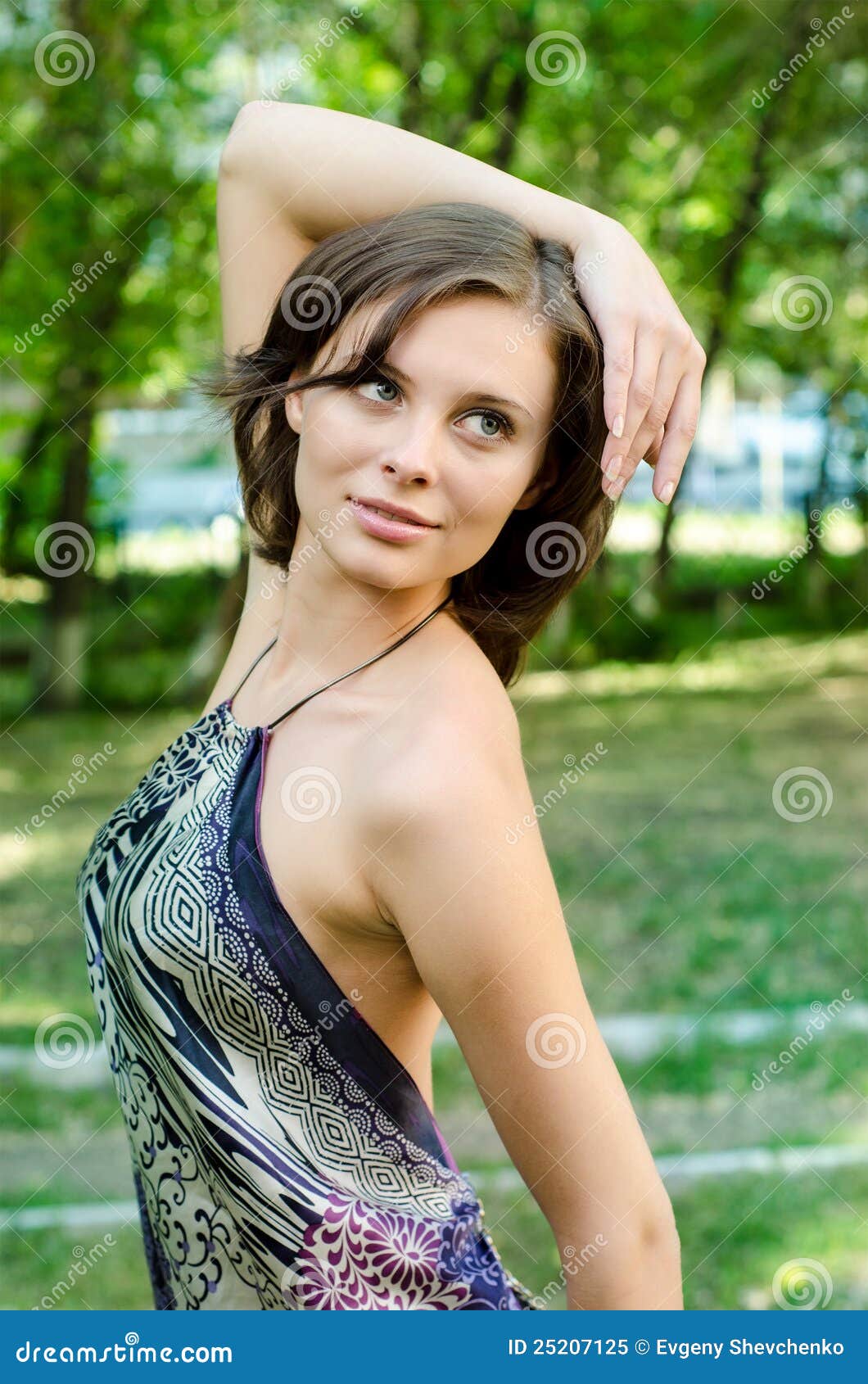 Beautiful Young Brunette Woman Stock Image - Image of happy, dress ...