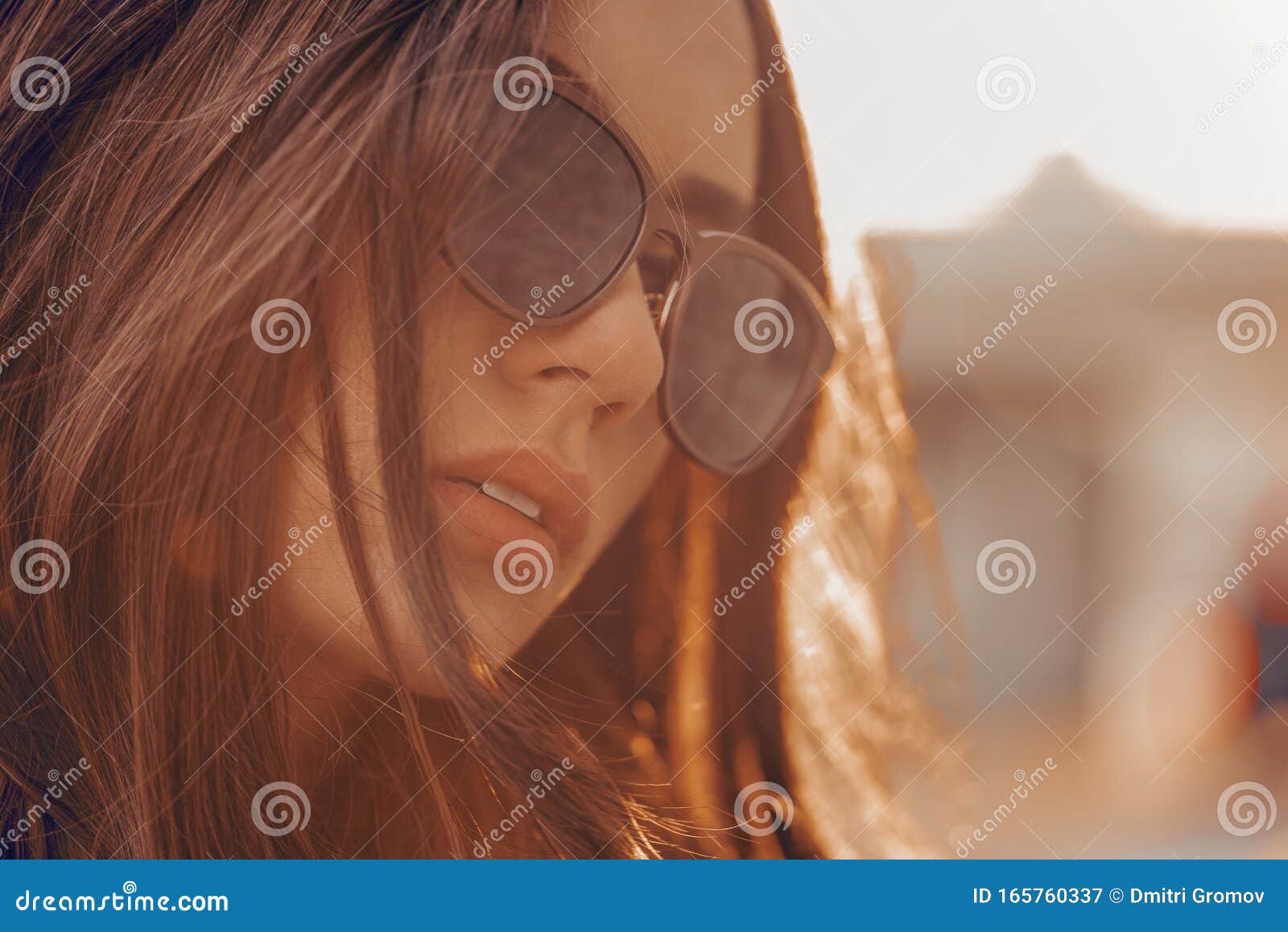 Portrait Of Beautiful Young Woman In Sunglasses In Outdoor Stock Image