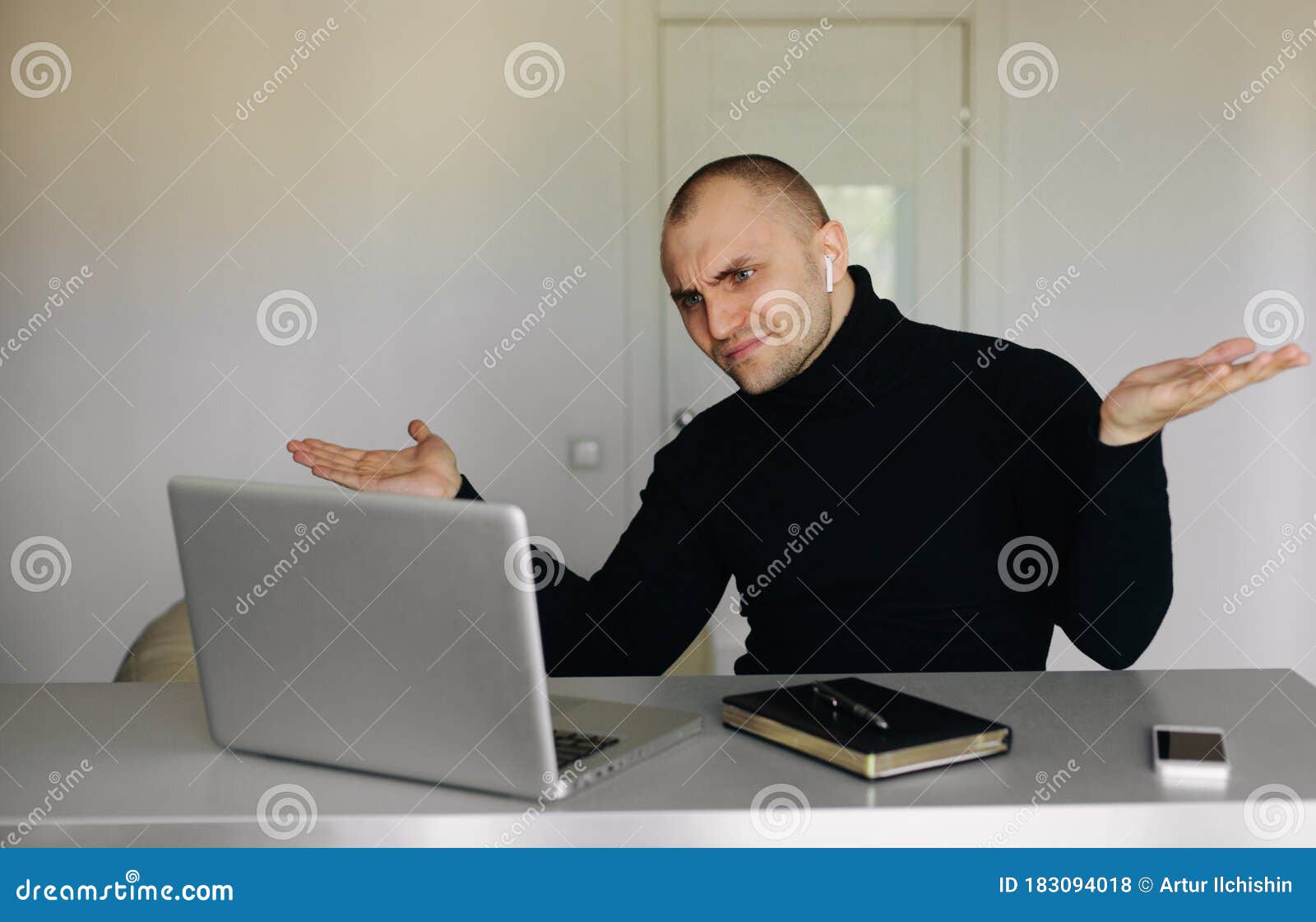 Beautiful Young Businessman Working Using Computer Clueless and ...