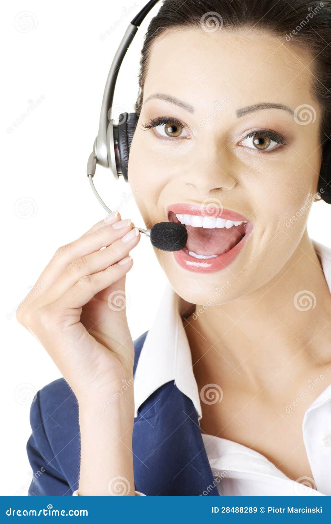 Beautiful Young Call-center Assistant Stock Image - Image of happy ...