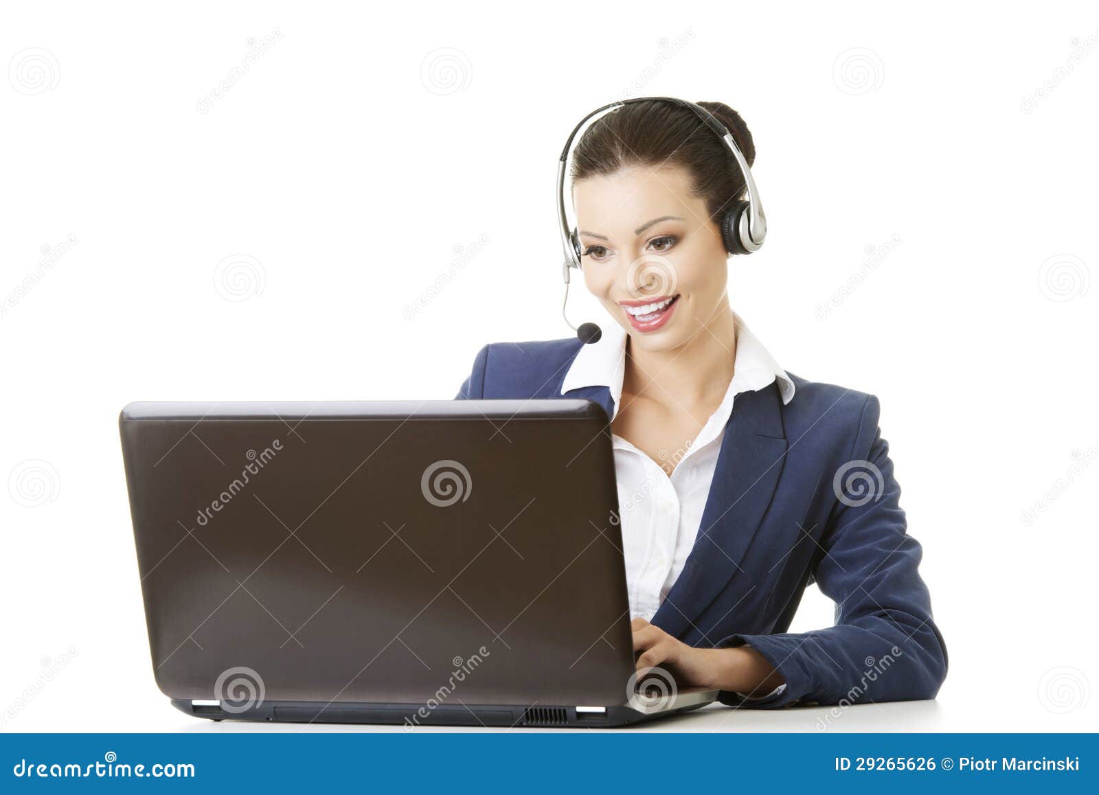 Beautiful Young Call-center Assistant at the Desk Stock Photo - Image ...