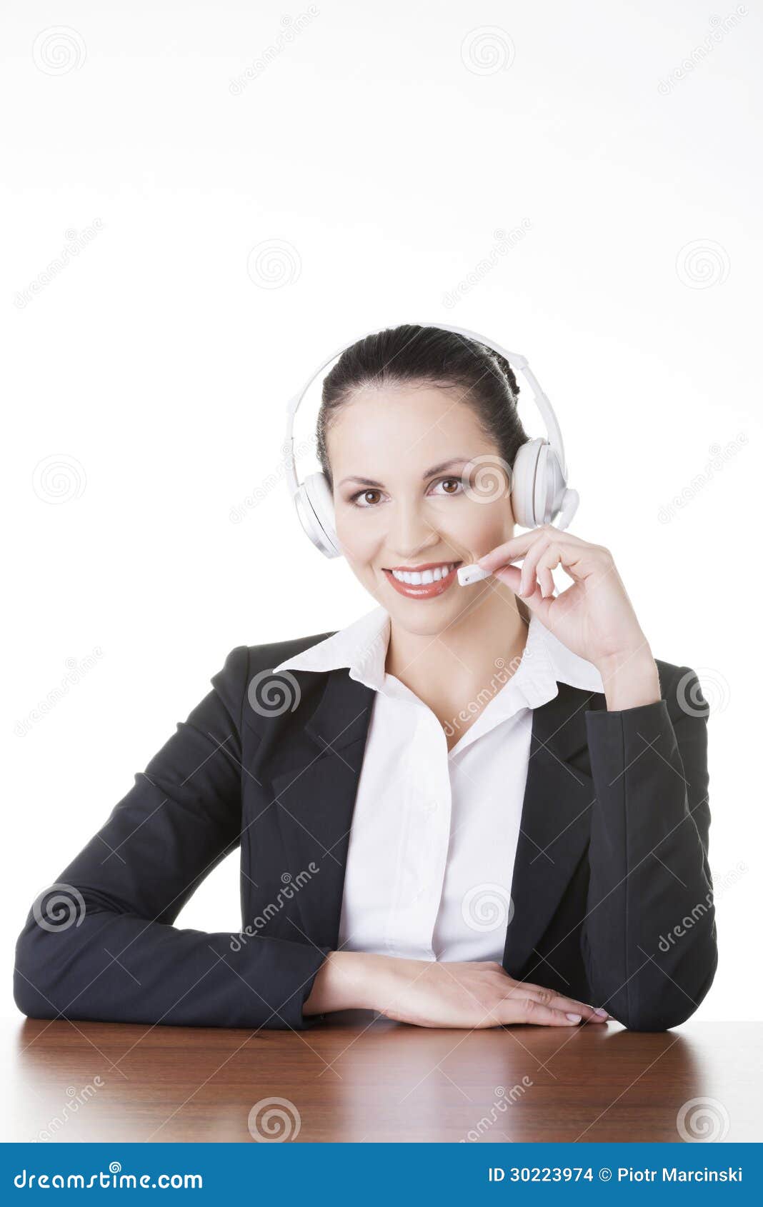 Beautiful Young Call-center Assistant at the Desk Stock Photo - Image ...