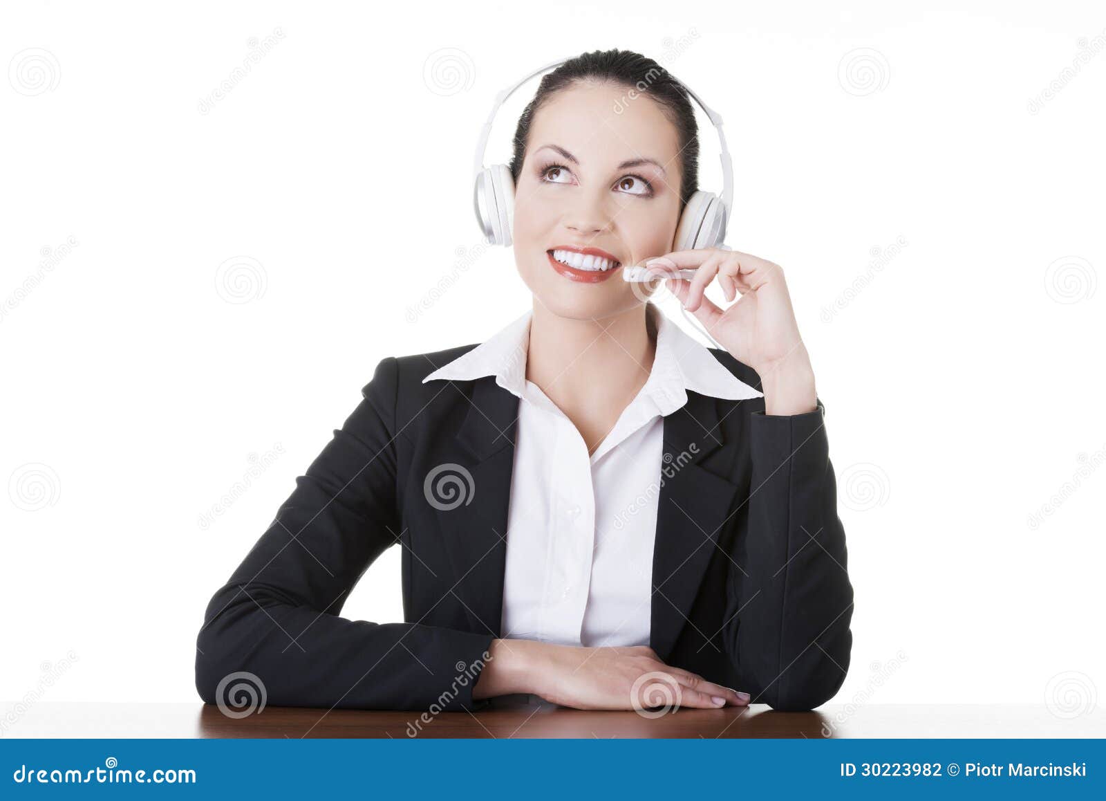 Beautiful Young Call-center Assistant at the Desk Stock Photo - Image ...