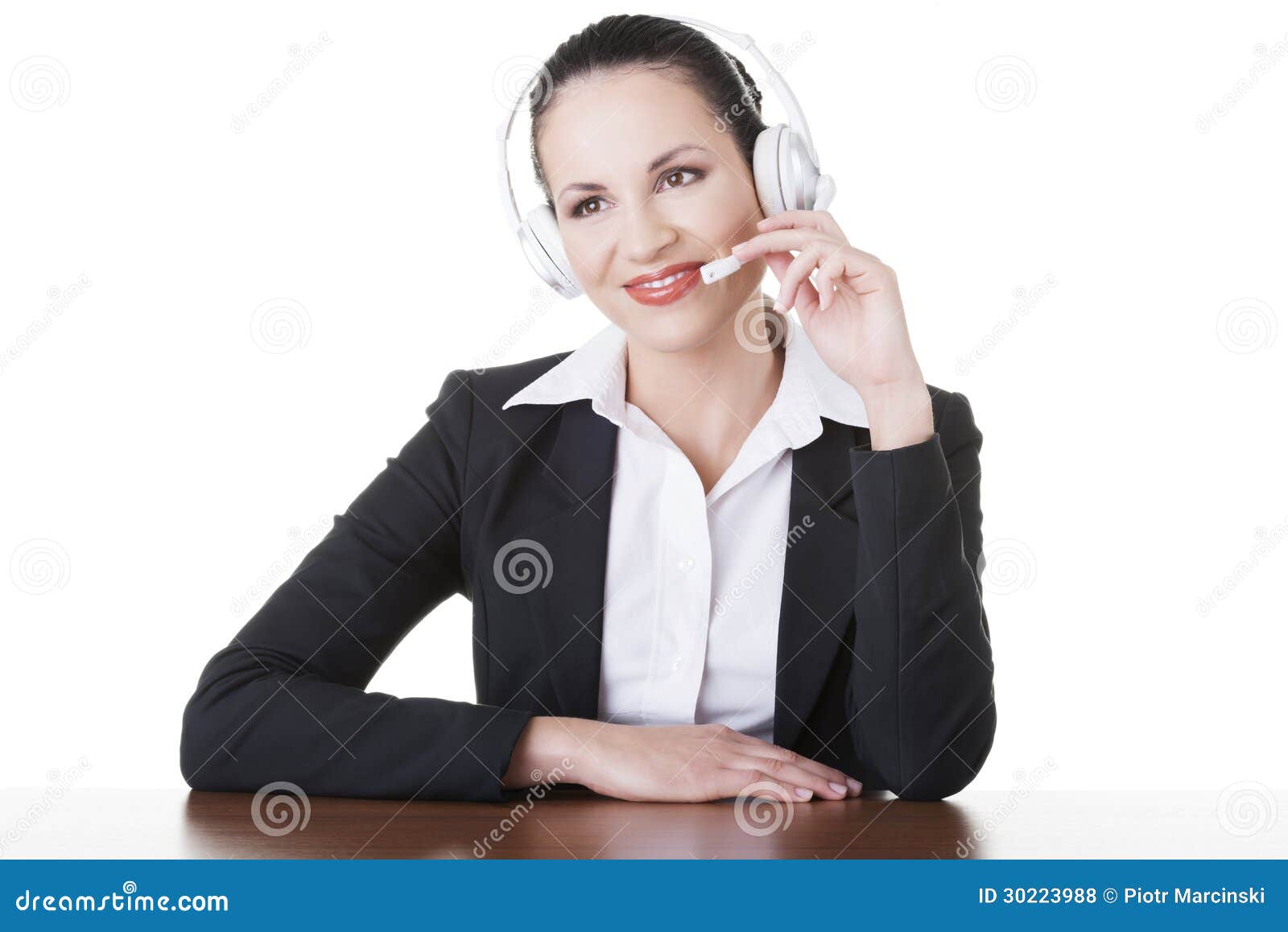 Beautiful Young Call-center Assistant at the Desk Stock Photo - Image ...