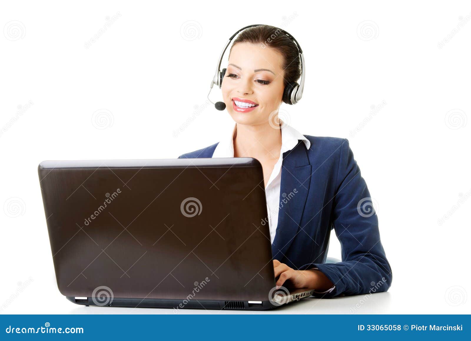 Beautiful Young Call-center Assistant at the Desk Stock Photo - Image ...