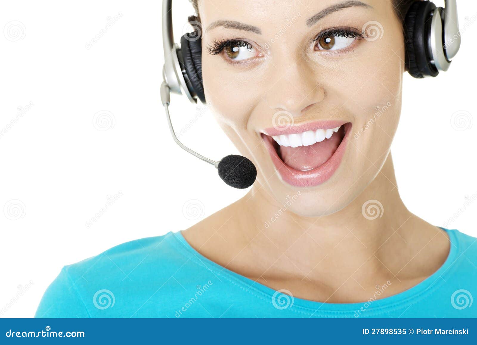 Beautiful Young Call-center Assistant Smiling Stock Image - Image of ...