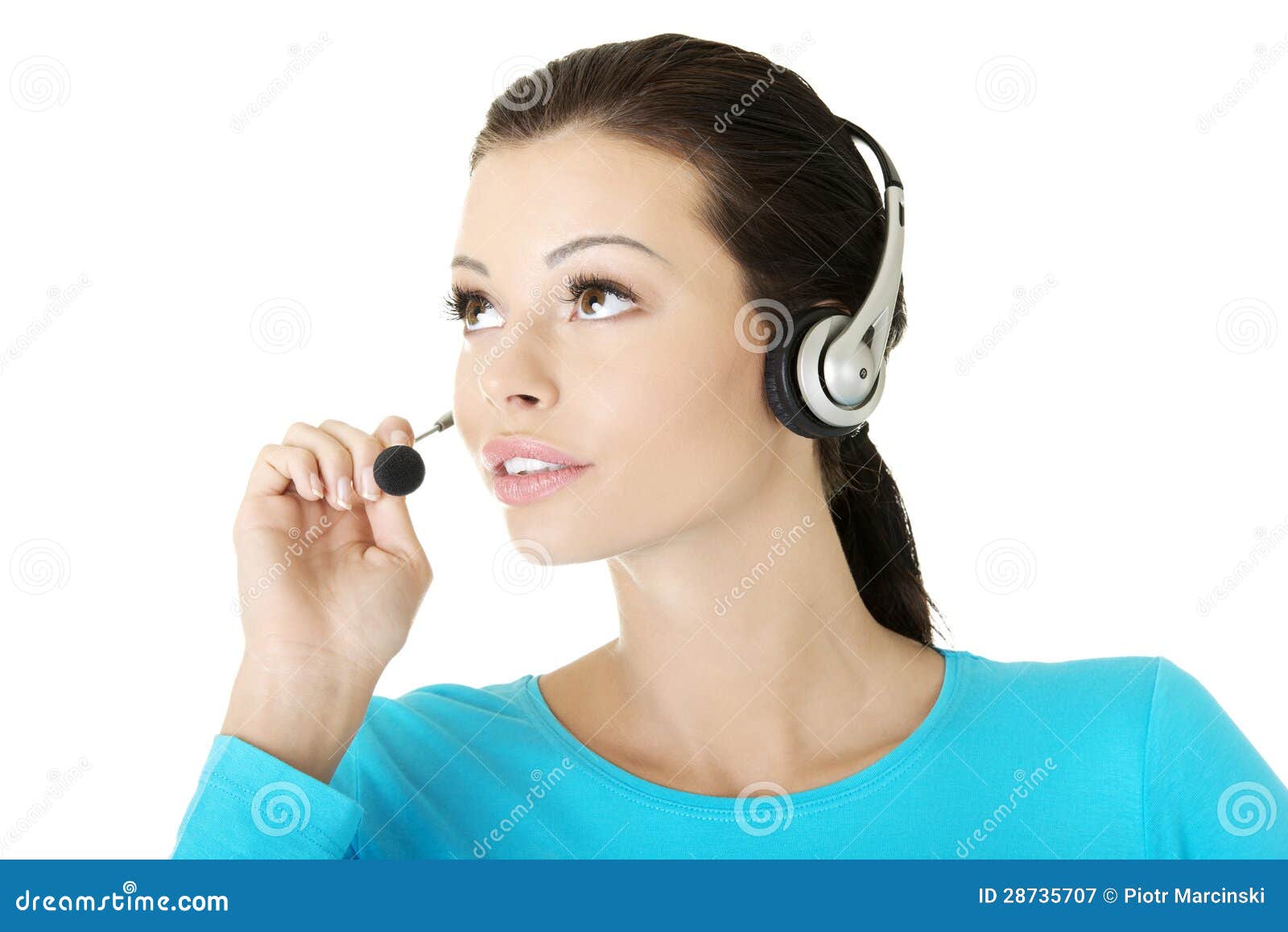 Beautiful Young Call-center Assistant Smiling Stock Image - Image of ...