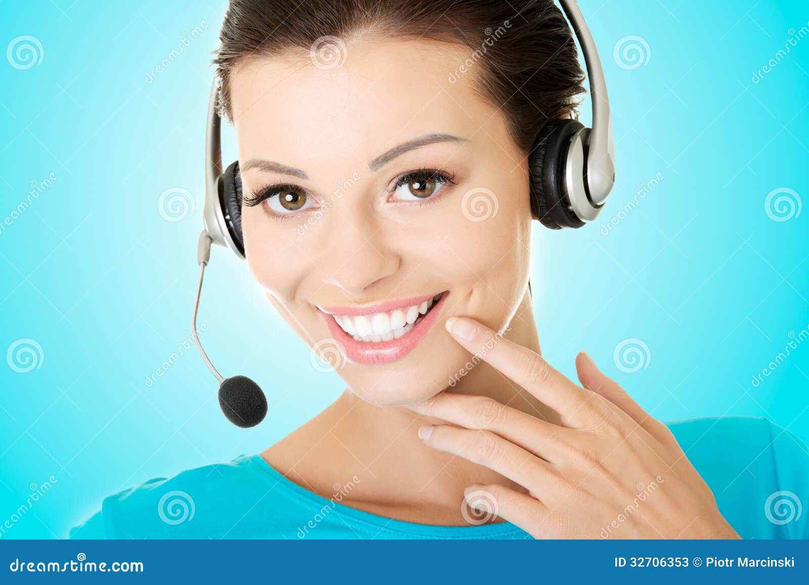 Beautiful Young Call-center Assistant Stock Image - Image of headphone ...