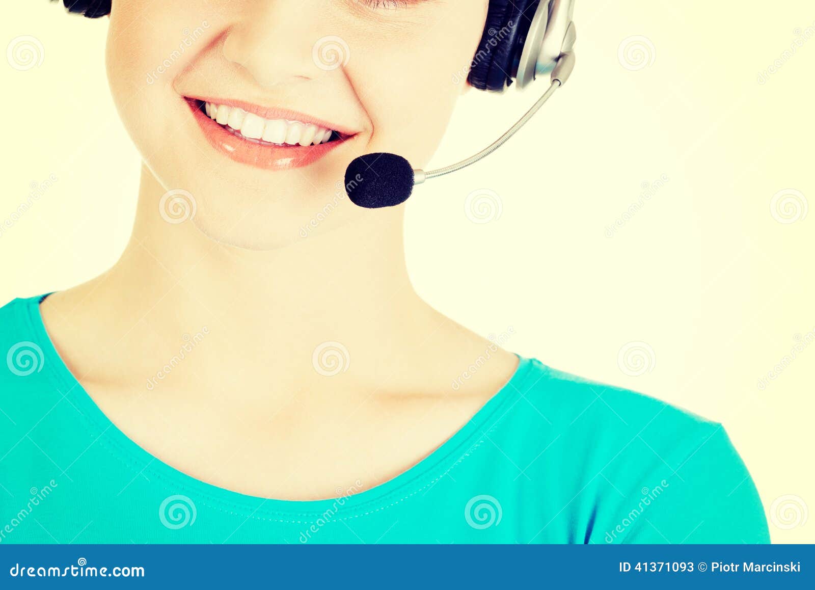 Beautiful Young Call-center Assistant Smiling Stock Image - Image of ...