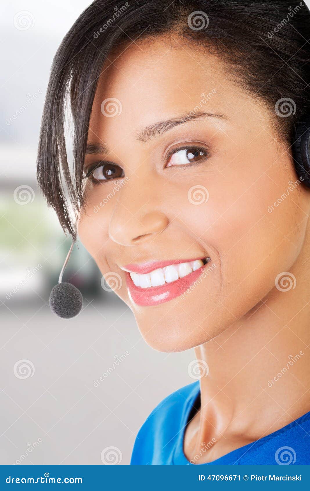 Beautiful Young Call-center Assistant Smiling Stock Image - Image of ...